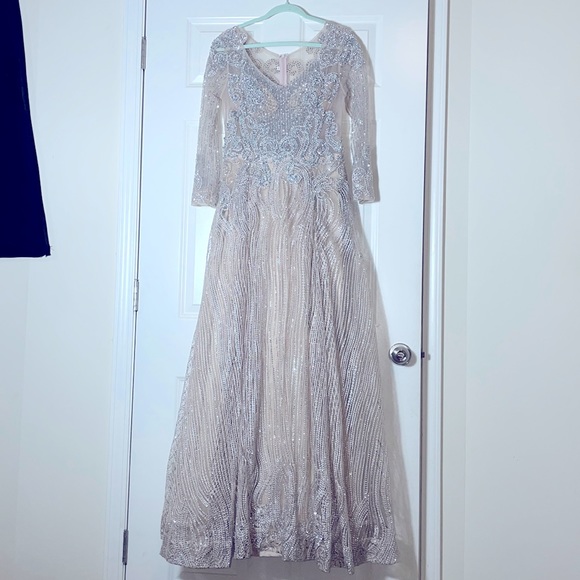 Dresses | Beige And Silver Ball Gown Dress | Poshmark